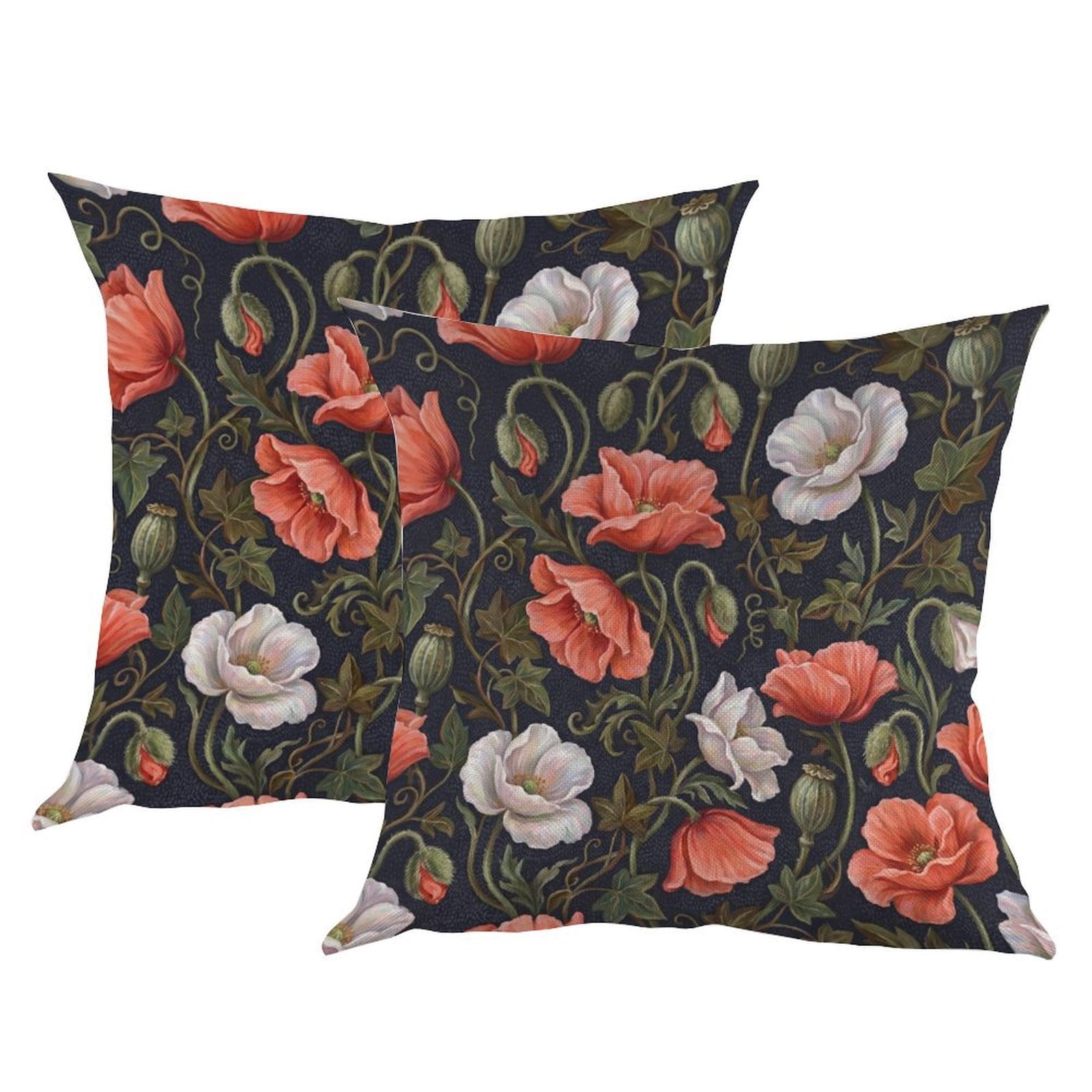 18"x18" Waterproof Cotton Linen Throw Pillow Cases, Art Nouveau Red ...
