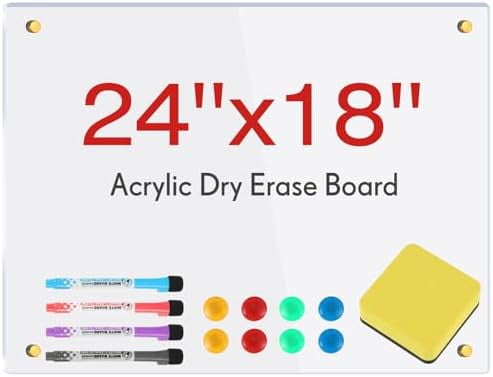 18''x24''Clear Acrylic Dry Erase Board for Wall Mount Non Magnetic ...