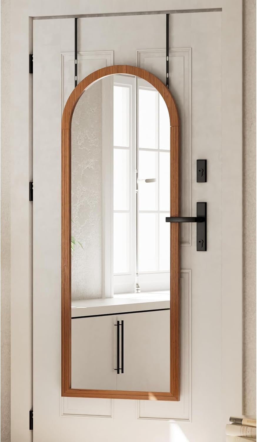 18"x48" Full Length Over The Door Mirror with Wood Frame Shatterproof ...