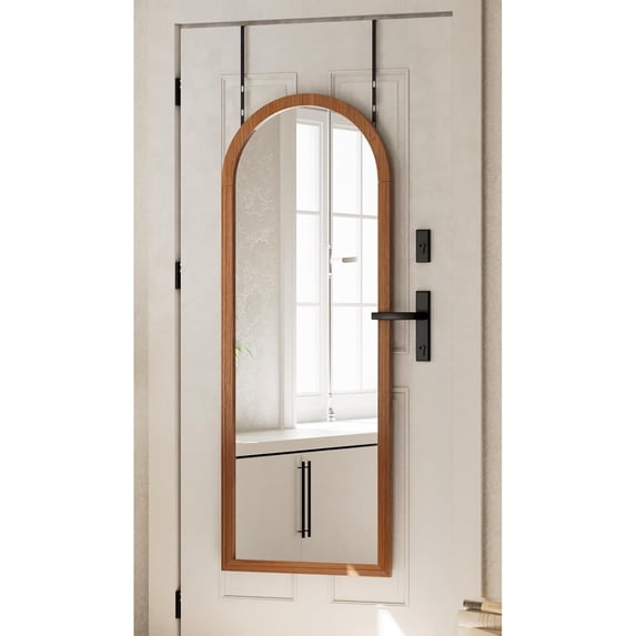 18"x48" Full Length Over The Door Mirror with Wood Frame Shatterproof ...