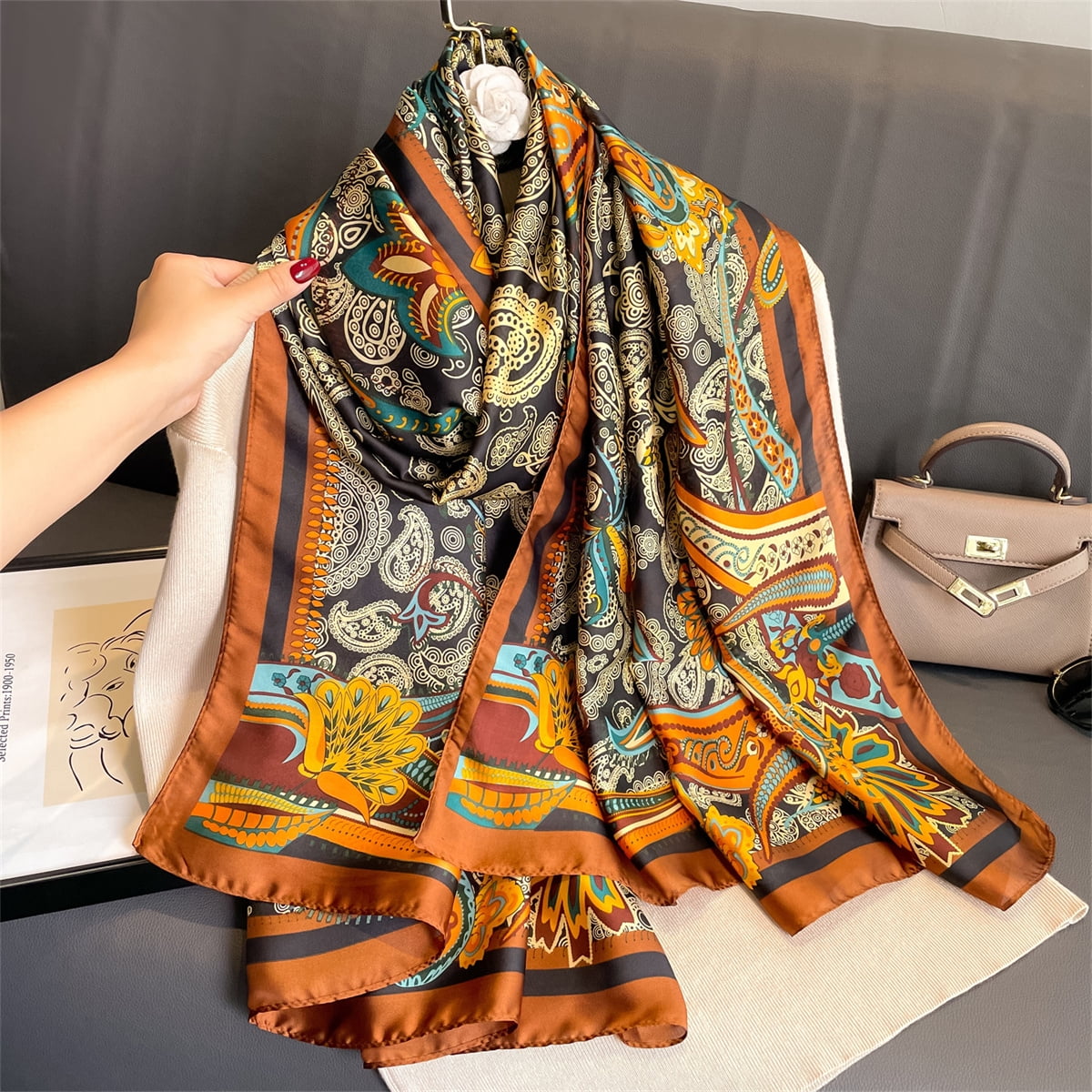 180*90cm Women Summer Silk Scarves Shawls Lady Wraps Soft Female ...