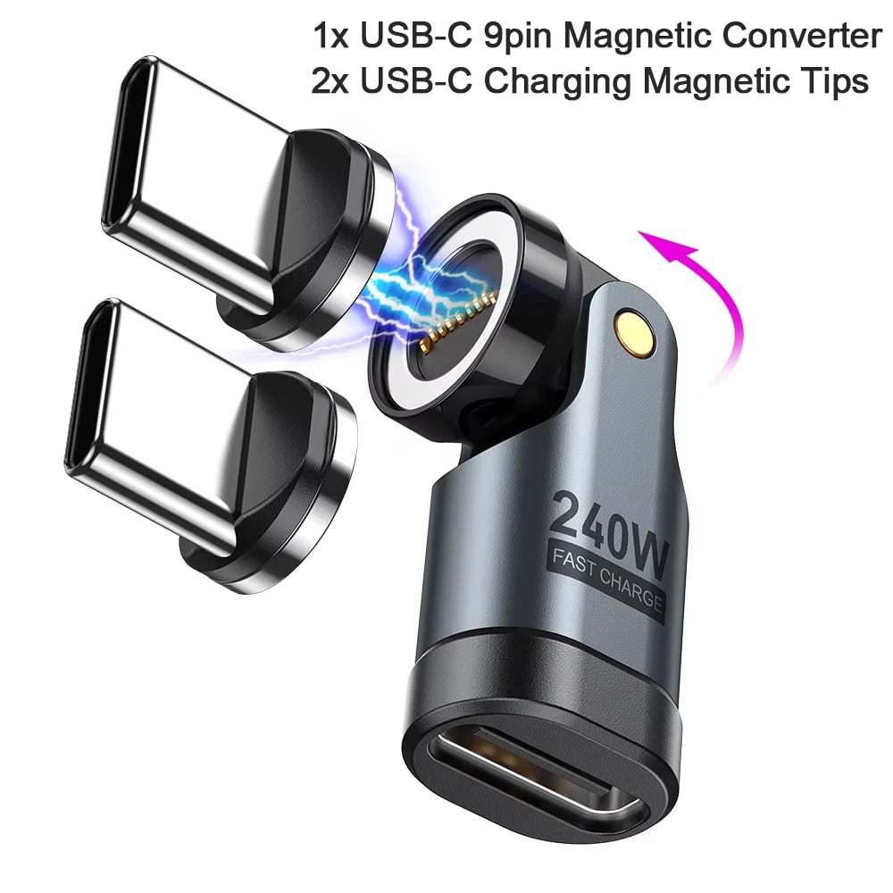 180° Adjustable USB-C Magnetic Converter + [2pcs] 360° Swivel Type C ...
