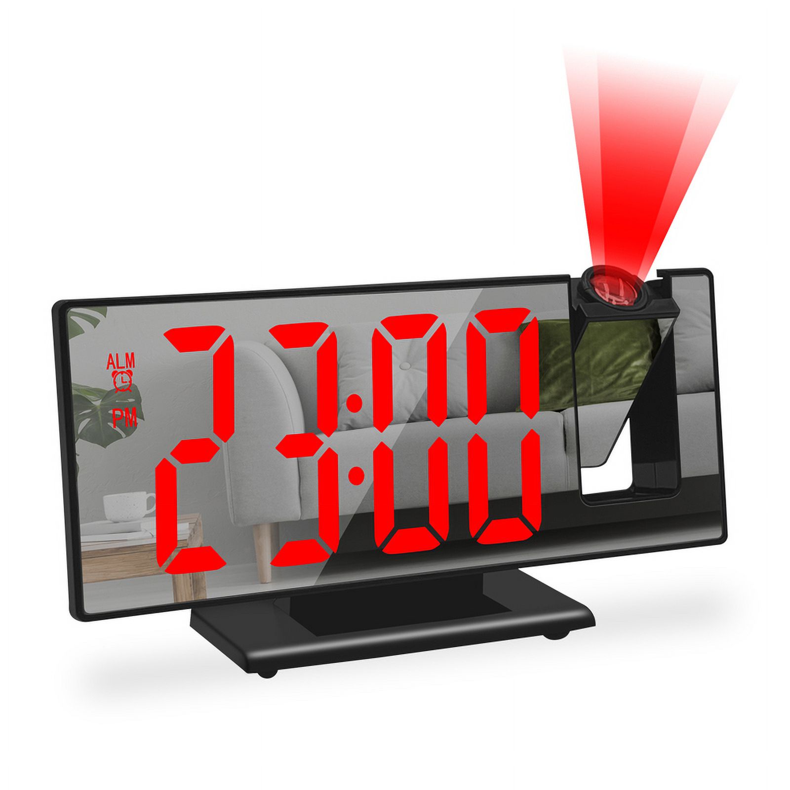 180 ° Arm Projection Alarm Clock Clock Time Temperature USB Plug-in ...