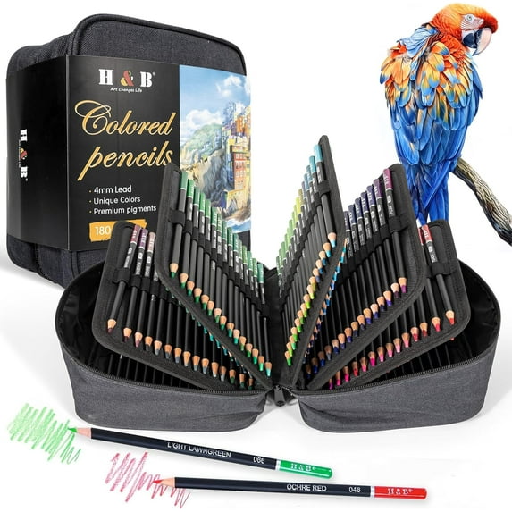 180 Colored Pencils Kit, Art Supplies For Adult Coloring,Oil Based Soft ...