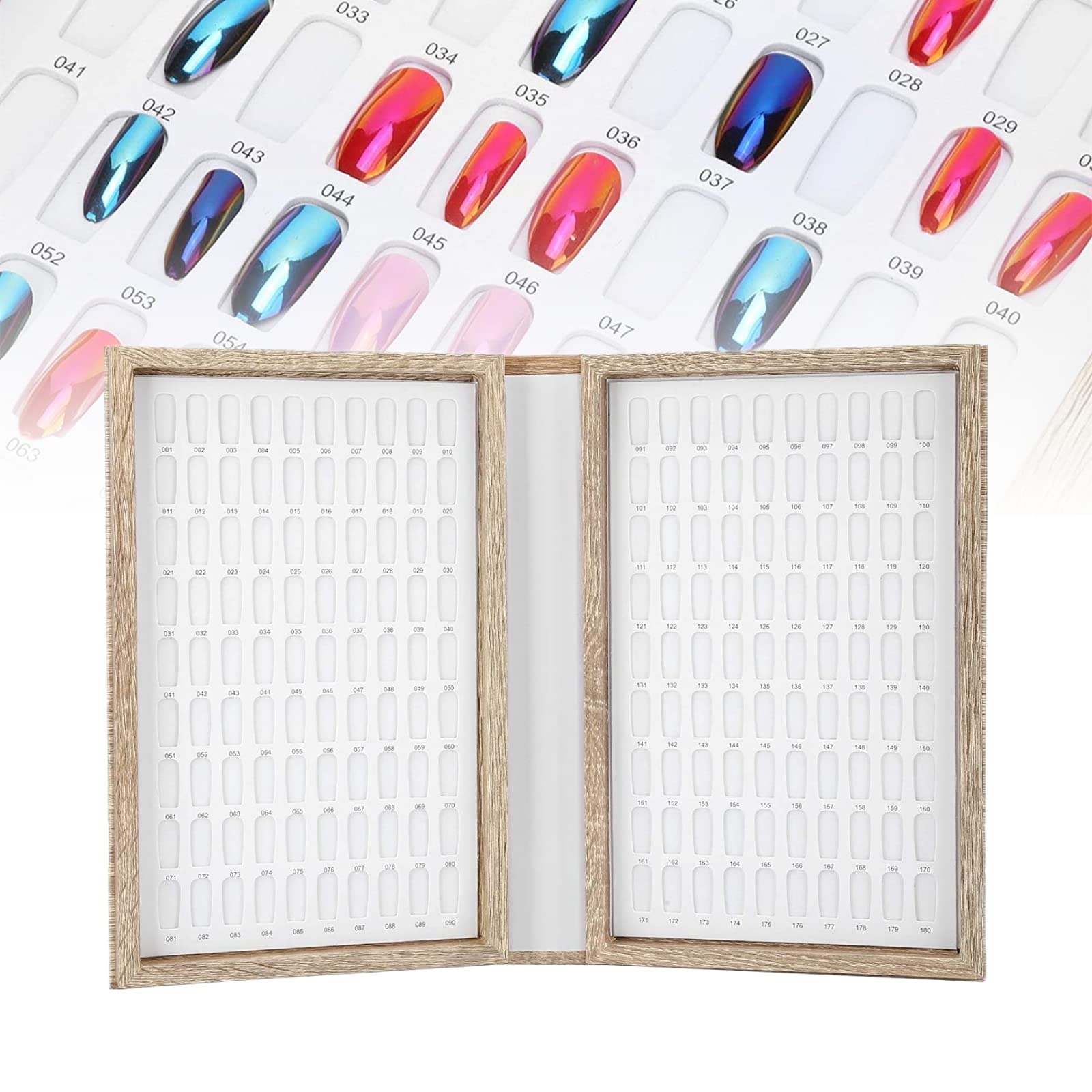 180 Colors Nail Color Display Book - Wood Nail Gel Polish Display Book ...