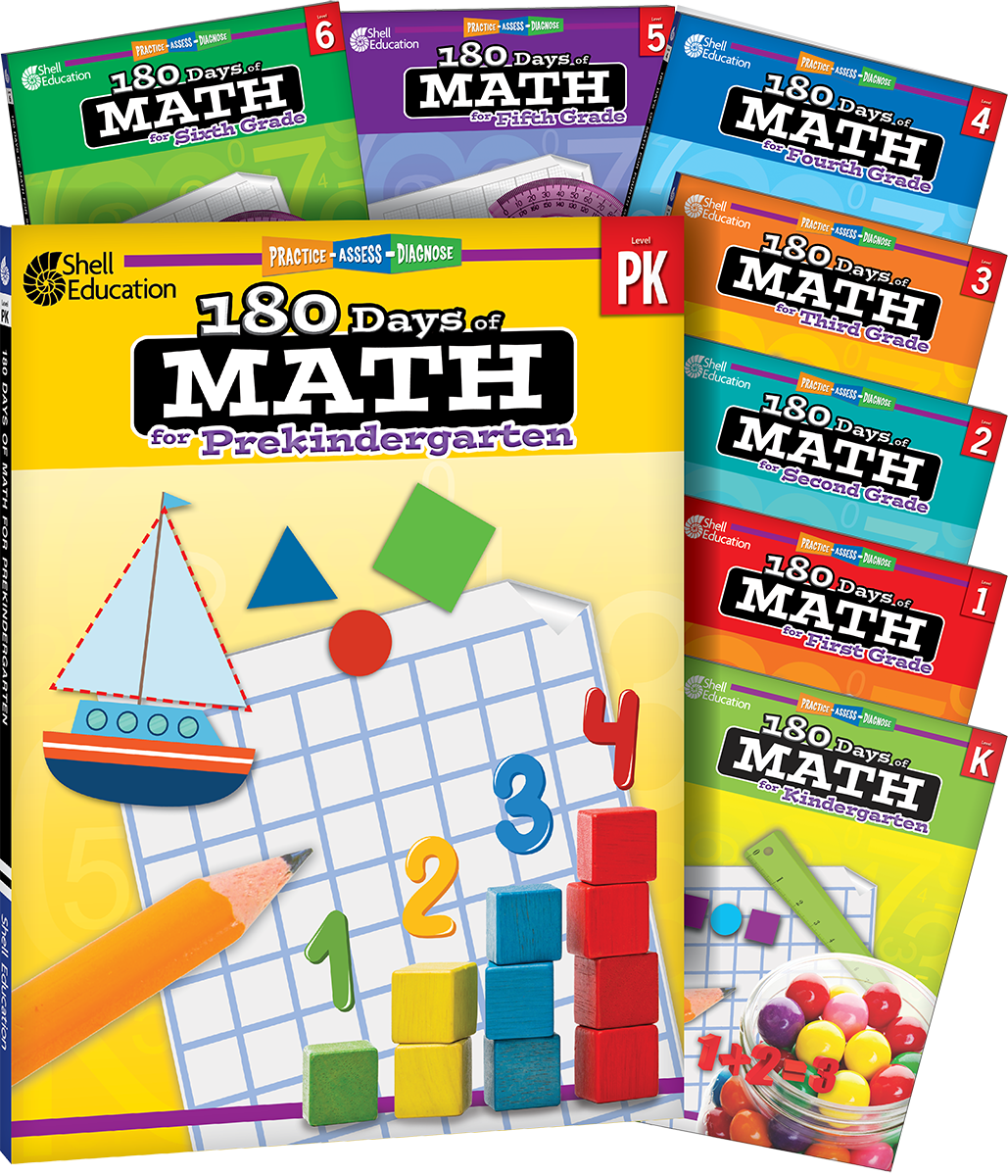 180 Days™: Math PK-6: 8-Book Set - Walmart.com