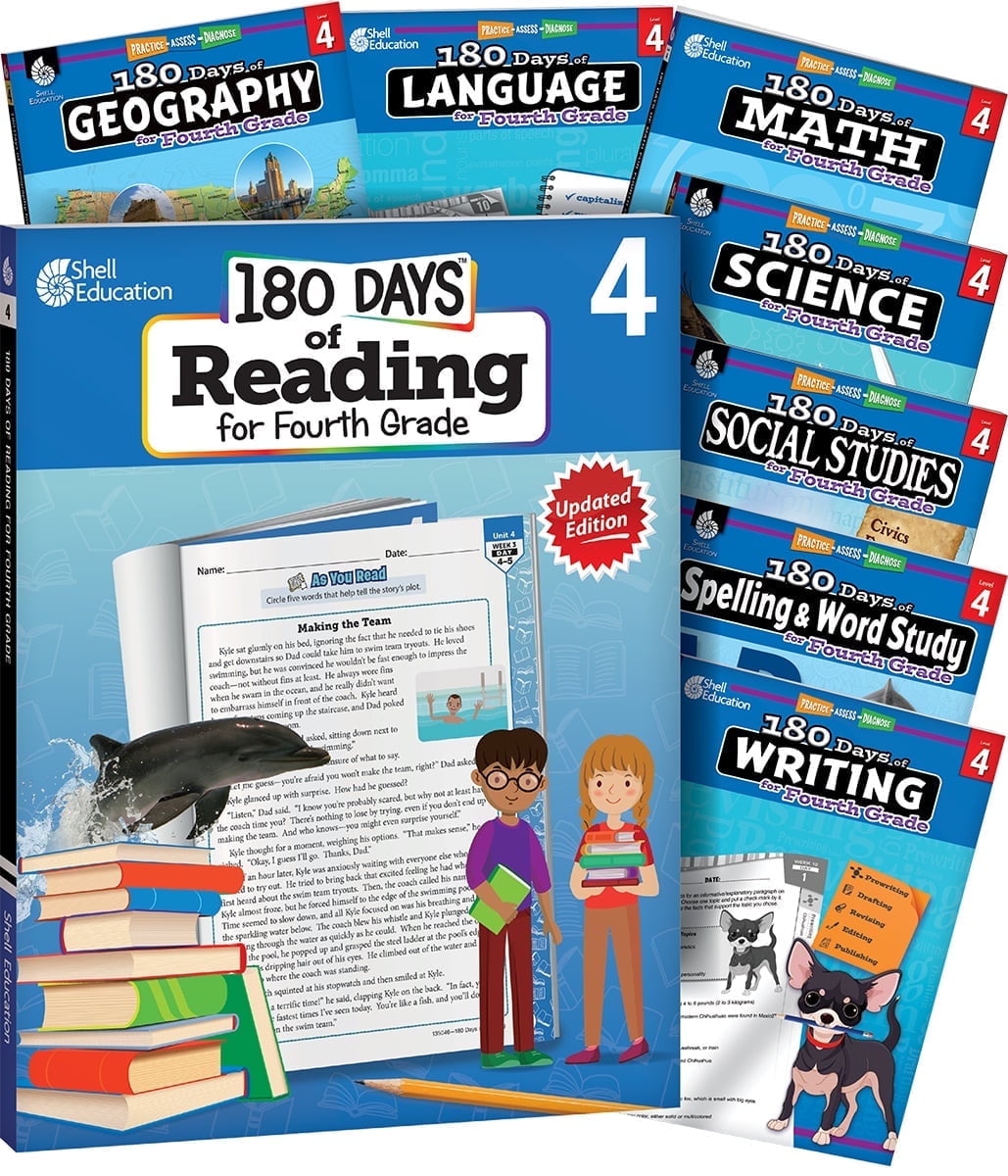 180 Days of Learning Workbooks for Fourth Grade: Reading, Writing, Math ...
