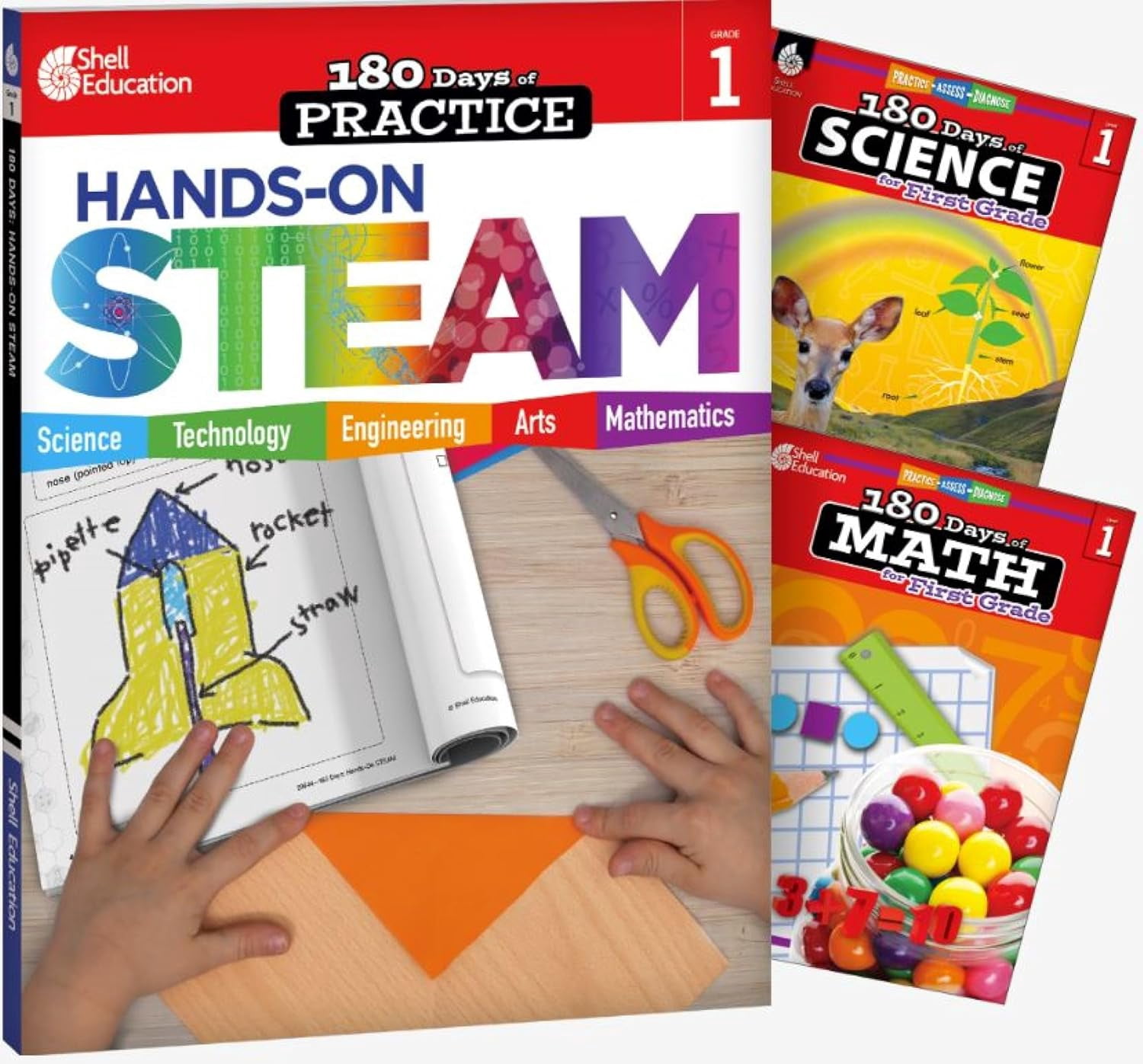 180 Days™: STEAM, Science, & Math Grade 1: 3-Book Set - Walmart.com