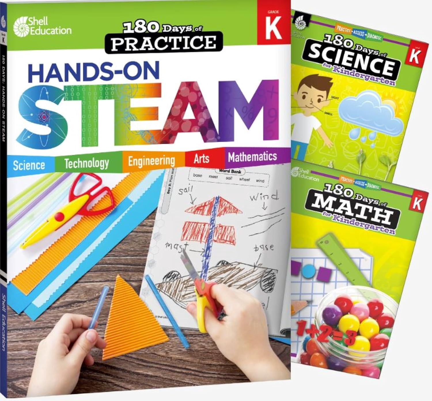180 Days™: STEAM, Science, & Math Grade K: 3-Book Set - Walmart.com