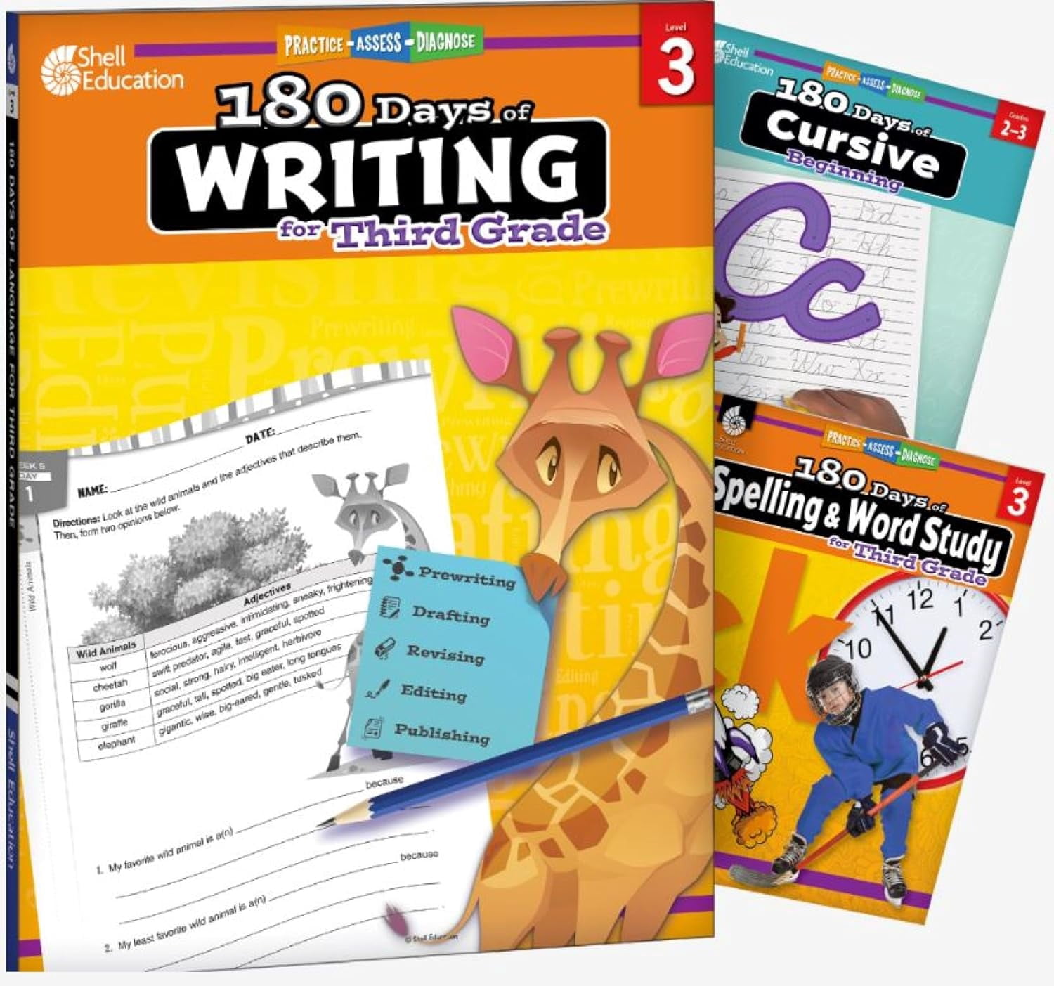 180 Days™: Writing, Spelling, & Cursive Grade 3: 3-Book Set - Walmart.com