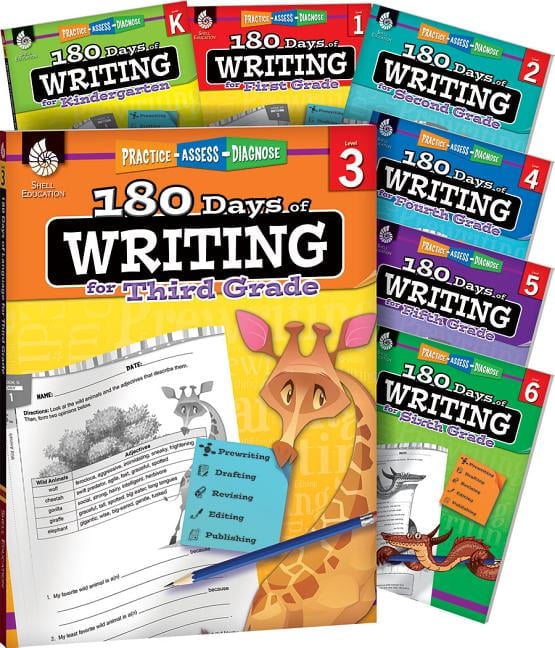 180 Days™: Writing for K-6, Set of 7 Assorted Writing Workbooks, One ...