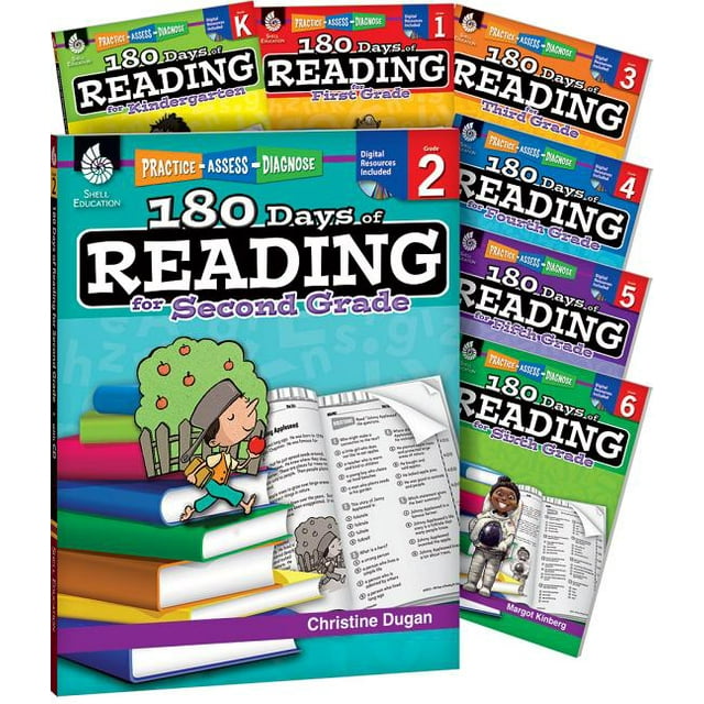 180 Days of Reading for K-6, Set of 7 Assorted Reading Workbooks, One ...
