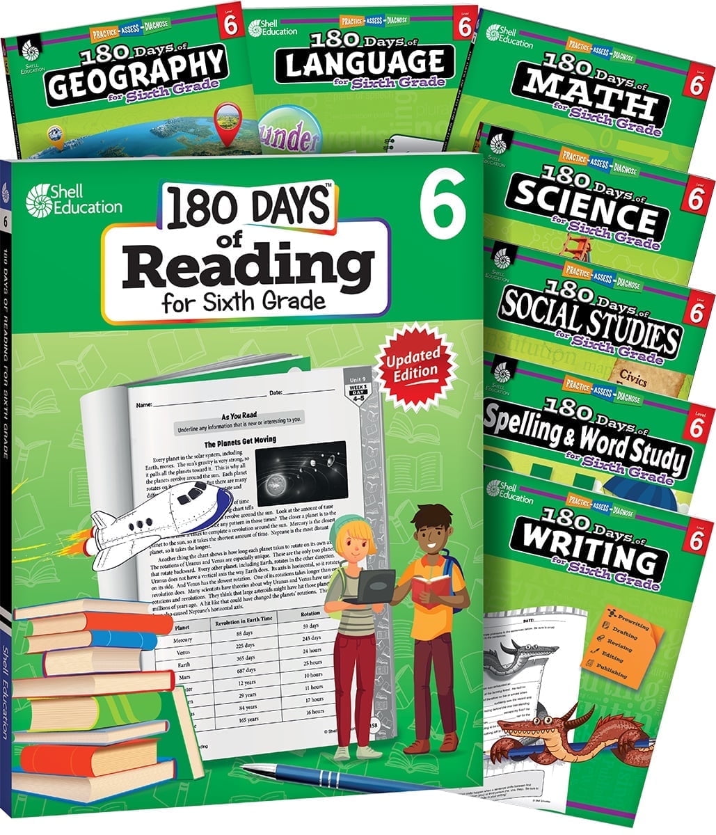 180 Days 6th Grade Workbook: Practice Reading (2nd Ed), Writing ...