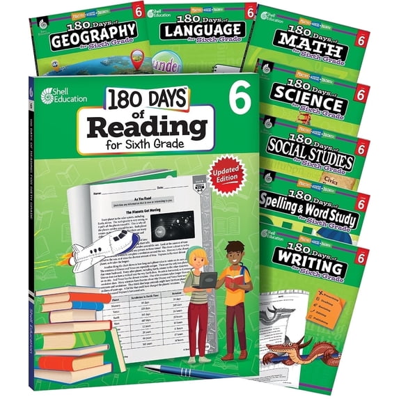 180 Days 6th Grade Workbook: Practice Reading (2nd Ed), Writing ...