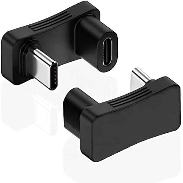 180 Degree Angle USB C Adapter 2 Pack, 180° U Shape Male to Female ...