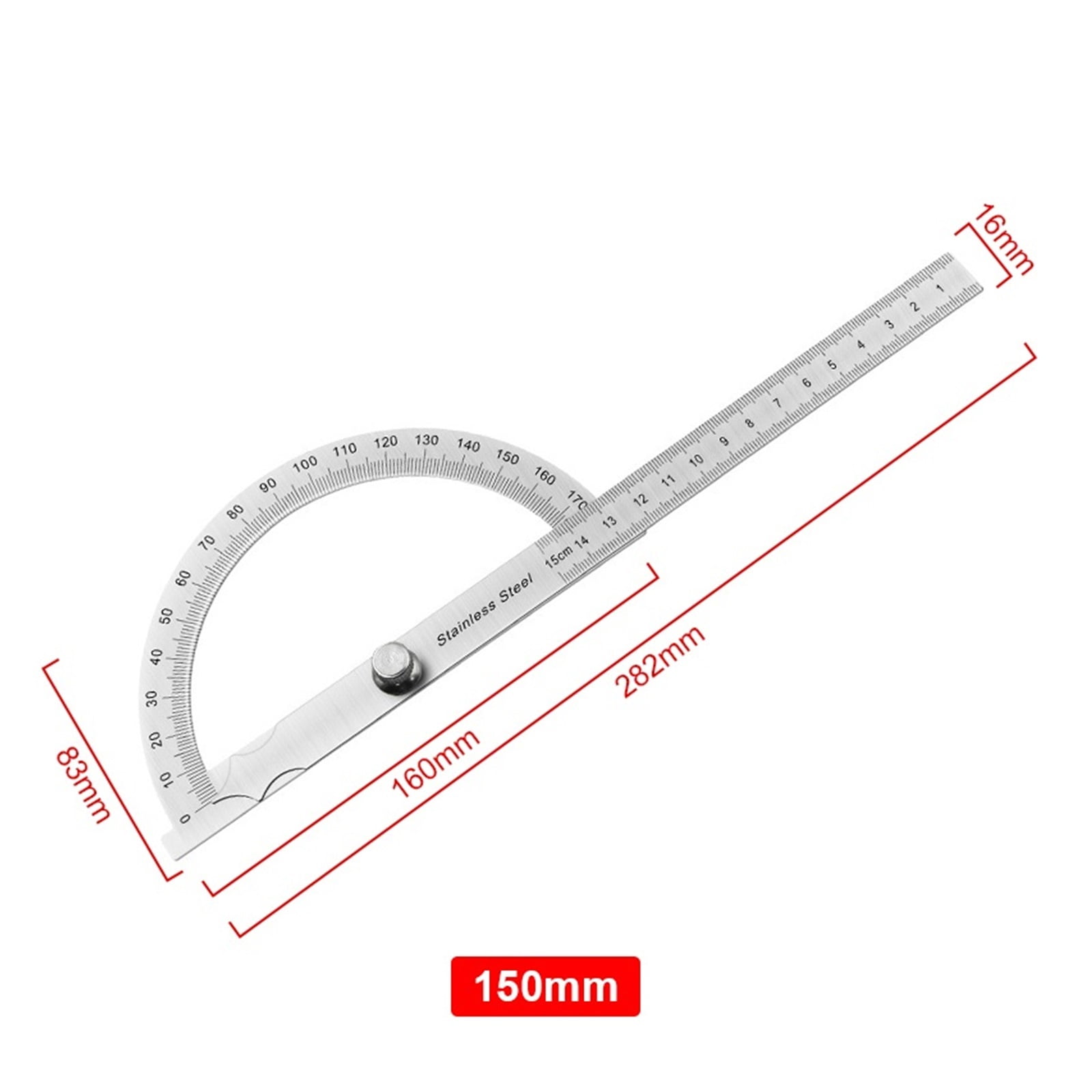 180 Degree Protractor Metal Angle Finder Goniometer Stainless Steel ...