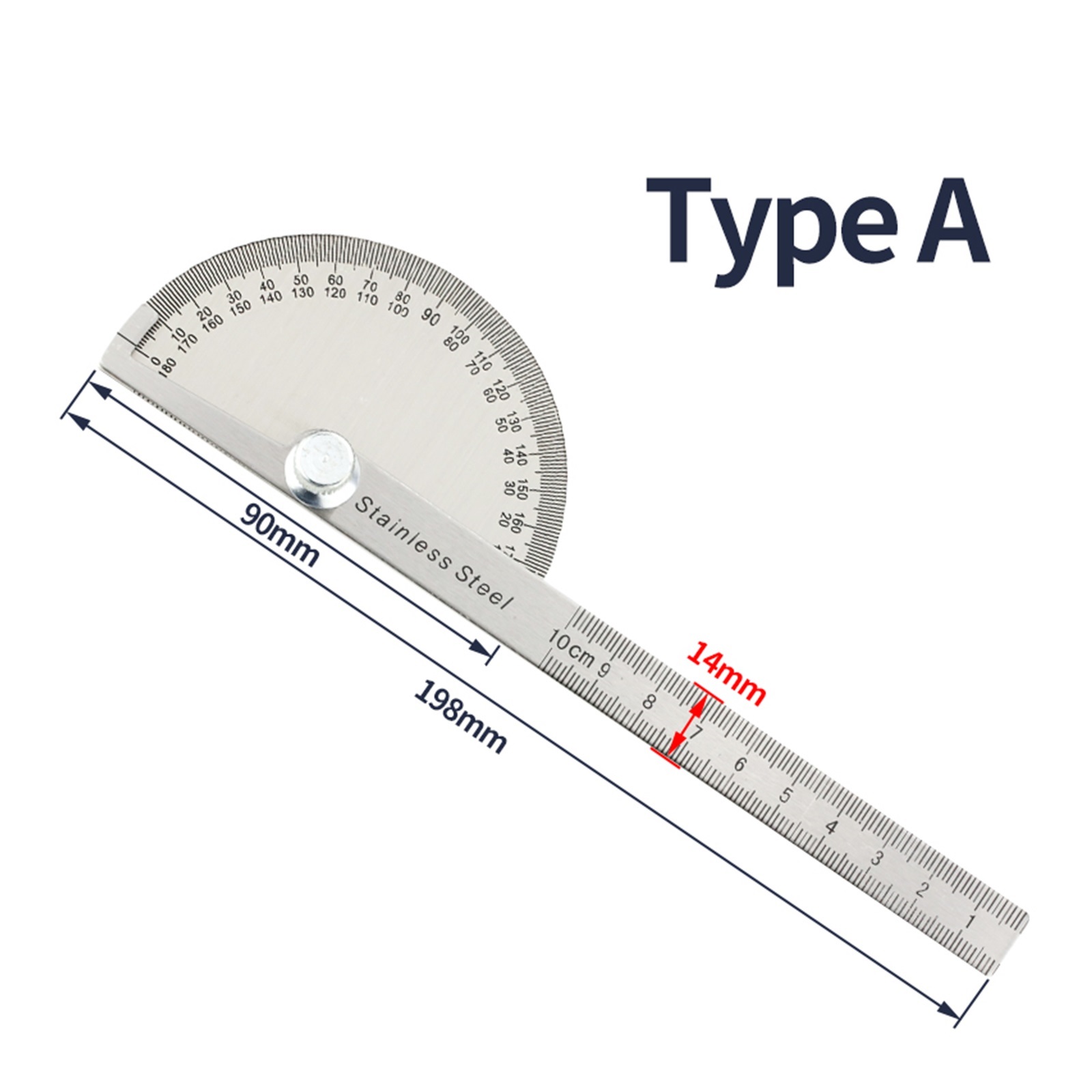 180 Degree Protractor Metal Angle Finder Angle Ruler Woodworking Tools ...