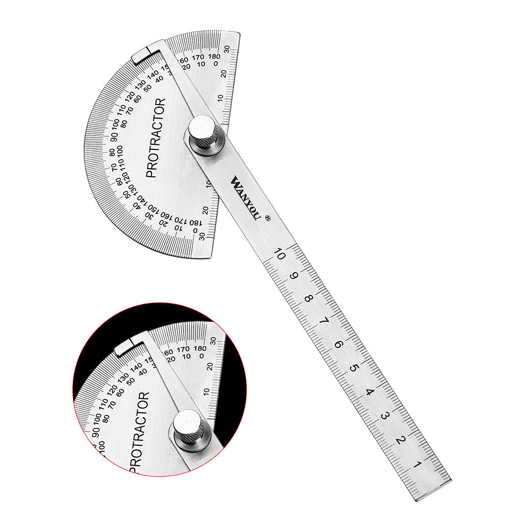 180 Degree Protractor Stainless Steel Angle Gauge Adjustable ...