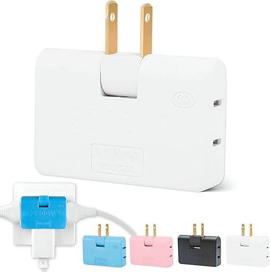 180 Degree Rotatable 3-Outlet Wall Plug Adapter, Slim Space-Saving ...