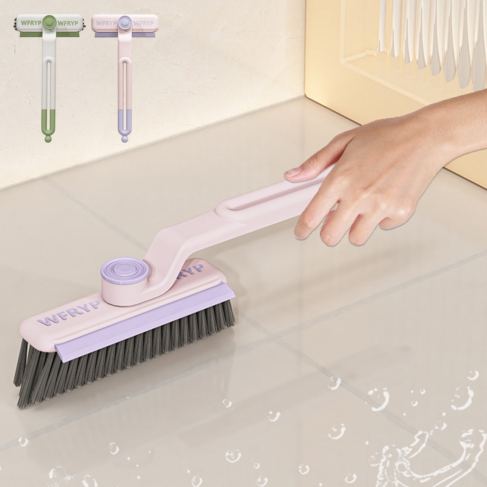 180 Degree Swivel Head Floor Scraper with 53 Inch Adjustable Handle for ...