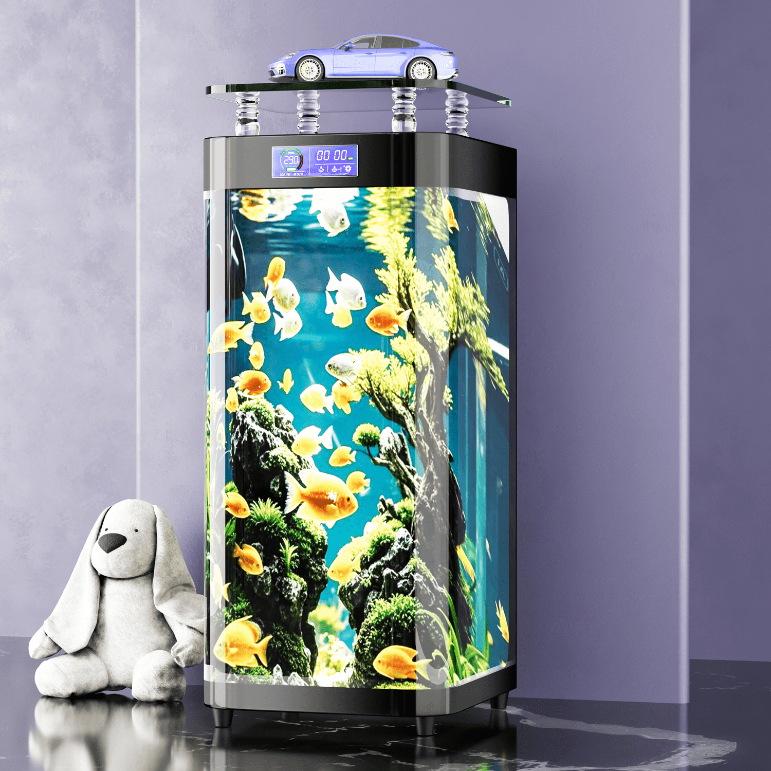 180 Degree no Blind spot Viewing arc Floor Glass Fish Tank 19.7W x 15.7 ...
