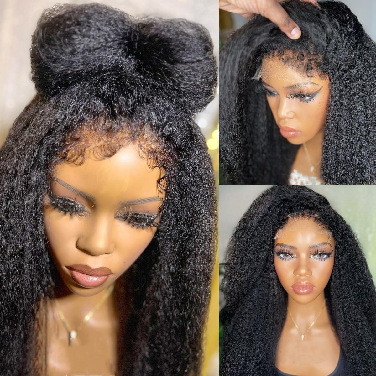Beaudiva 100% Human Hair 4X4 Lace Closure Wigs, Kinky Curly Edges ...