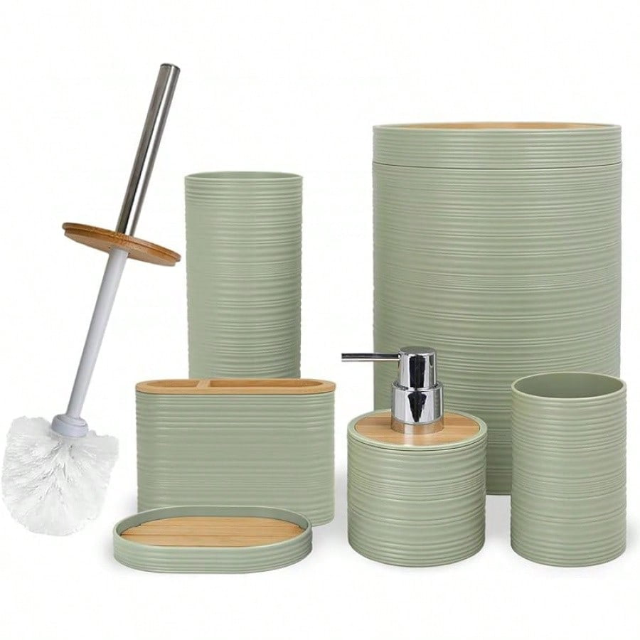 Bathroom Accessories Set 6 Piece Bath Ensemble Includes Soap Dispenser ...