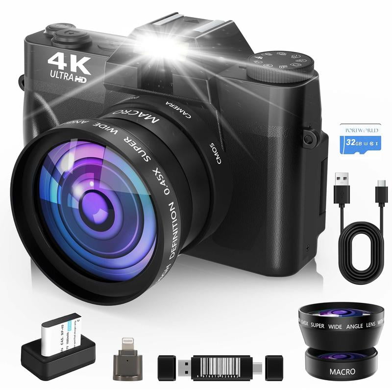 with 180°Flip Screen cameras,vlogging camera,4k digital camera for ...