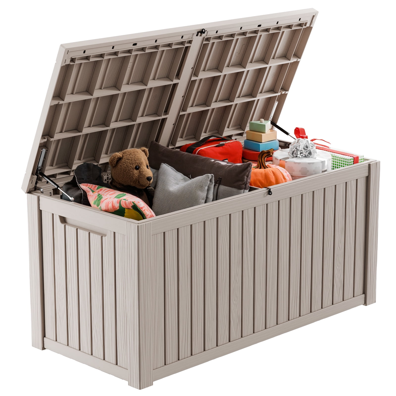 180 Gallon Resin Deck Box, Lockable Weatherproof Storage Box for Indoor ...