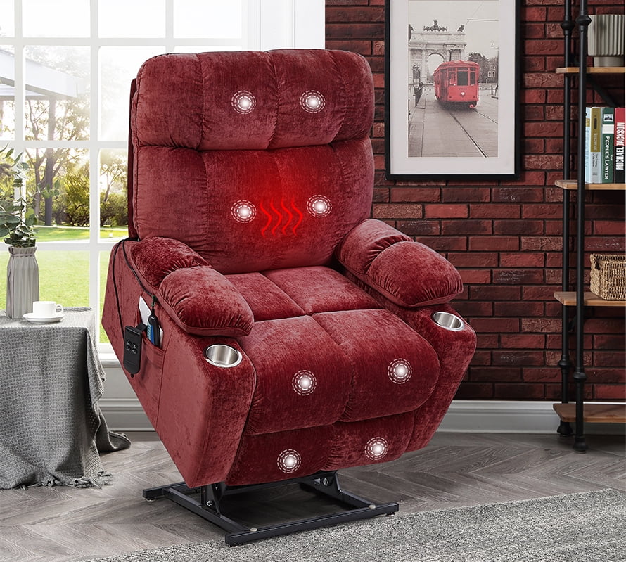 Electric Lift Recliner w/ Heat, Massage, Pockets, Cup Holders, Elderly ...