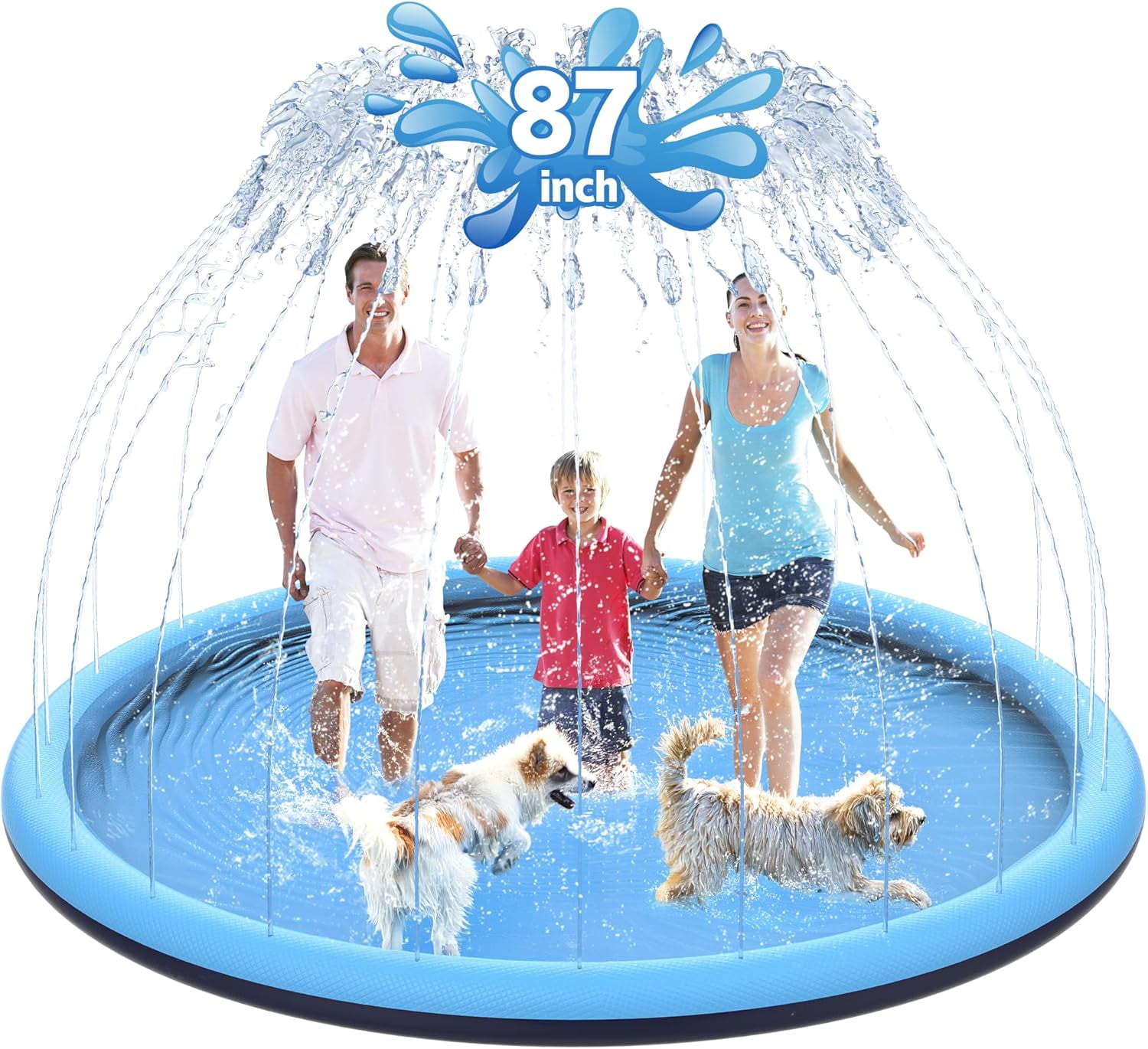 180" Non-Slip Splash Pad for Kids and Dog, Thicken Sprinkler Pool ...