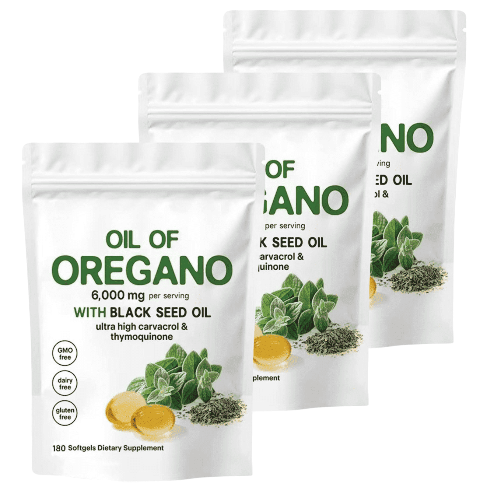180 Oil_Of Oregano_Softgels,6000Mg_300 Count 2 In 1 With Oil_Of Oregano_With Black_Seed Oil ...