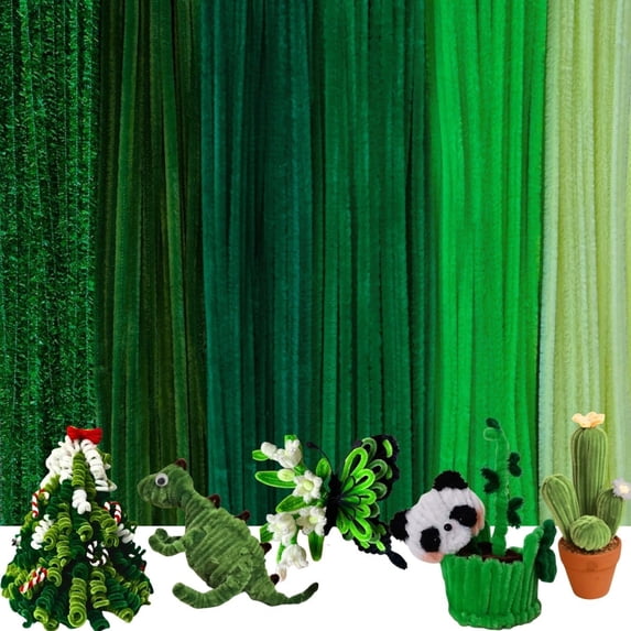 180 PCS 6 Colors Green Pipe Cleaners Chenille Stems,Pipe Cleaners Craft ...