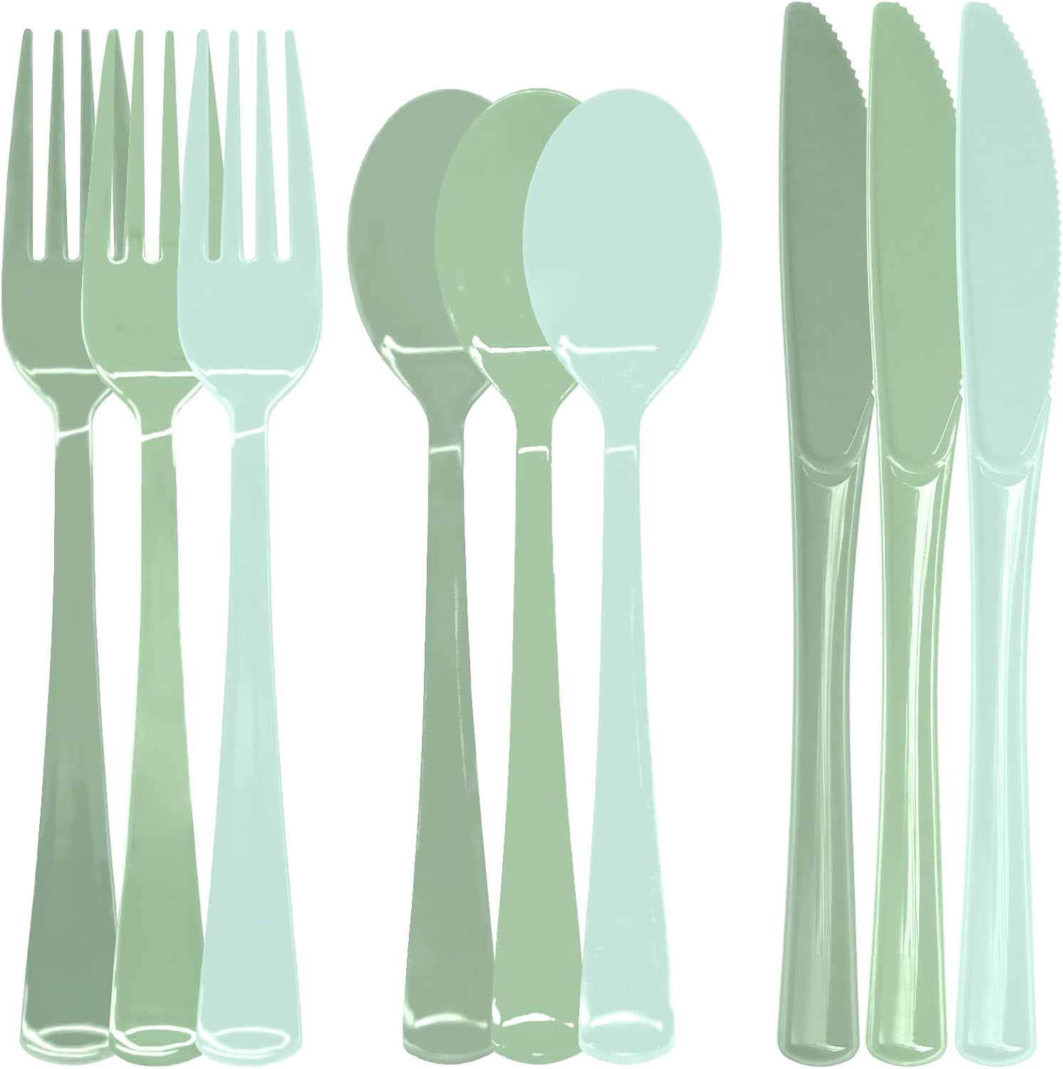 180 PCS Gradient Sage Green Plastic Silverware Heavy Duty Sage Green ...