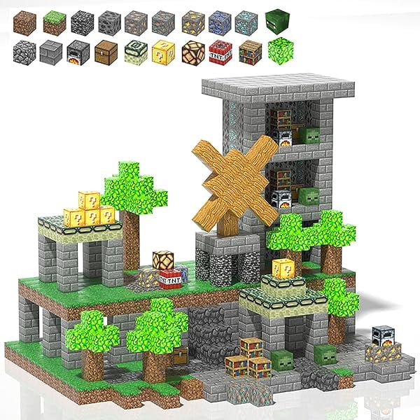 180 PCS Magnetic Blocks - Mine World Magnetic Building Blocks Cubes for ...