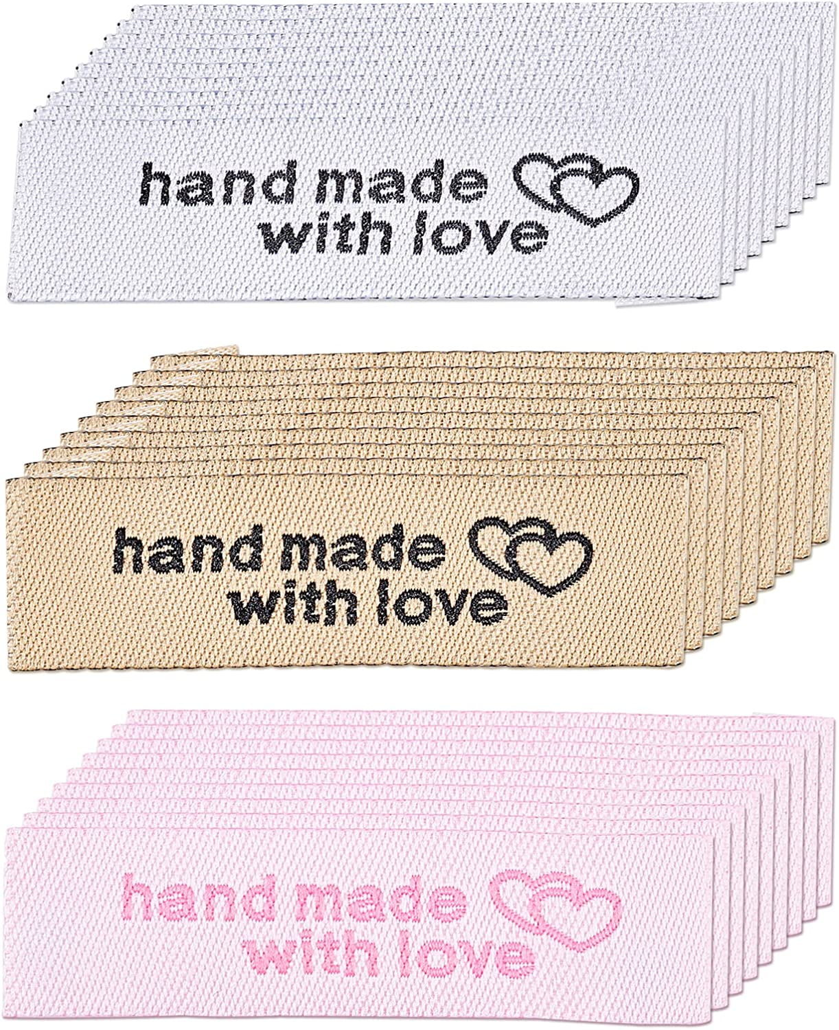 180 PCS Woven Sew-on Tags 3 Colors Pre-Cut Sew On Labels Handmade Woven ...