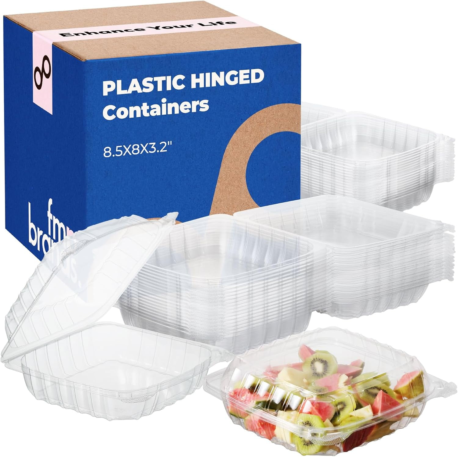 180 Pack 8.5 x 8 x 3.2 Inches Clear Hinged Plastic Containers ...