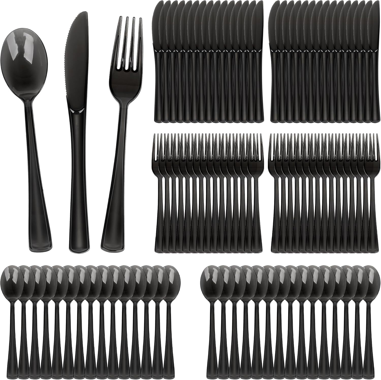 180 Pack Disposable Clear Cutlery Set Plastic Silverware Heavy Duty ...