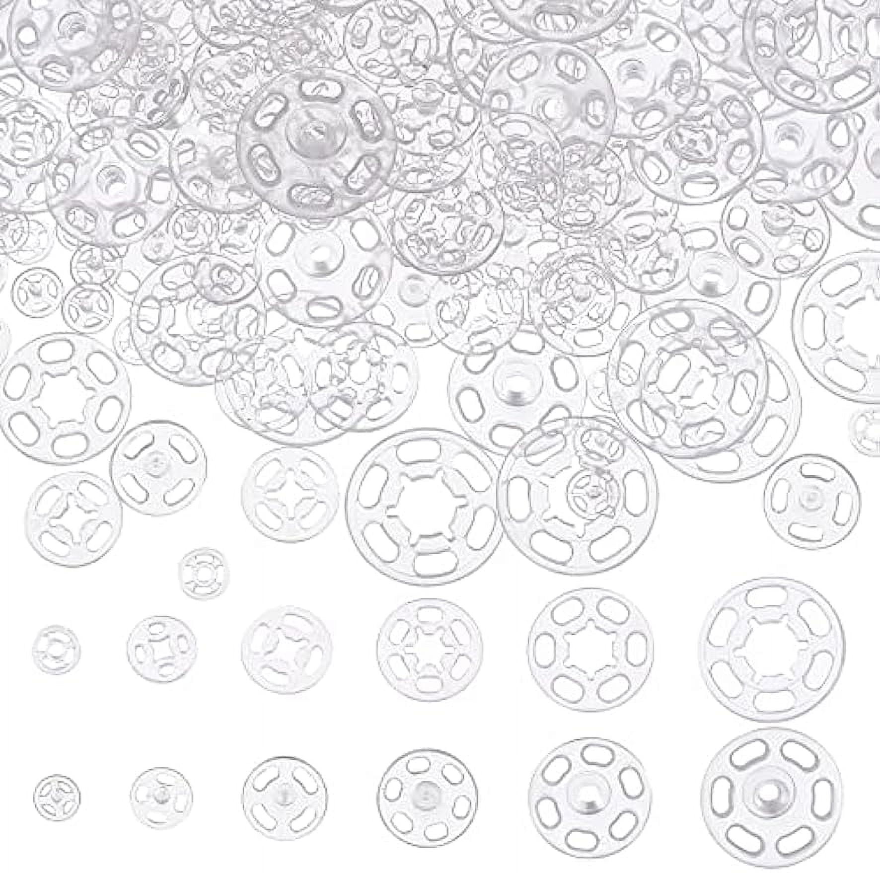 180 Pairs Plastic Sewing Snap Button 6 Styles Transparent Round Press ...