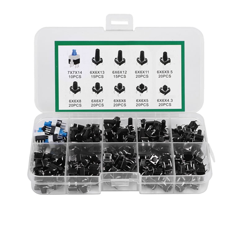 180 Pcs 10 Values Tactile Push Button Switch Mini Momentary Tact ...
