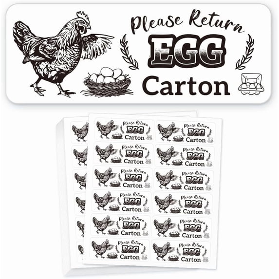 180 Pcs Chicken Farm Fresh Eggs Sticker 1x2.64 Inch(2.5x6.7cm) Self ...