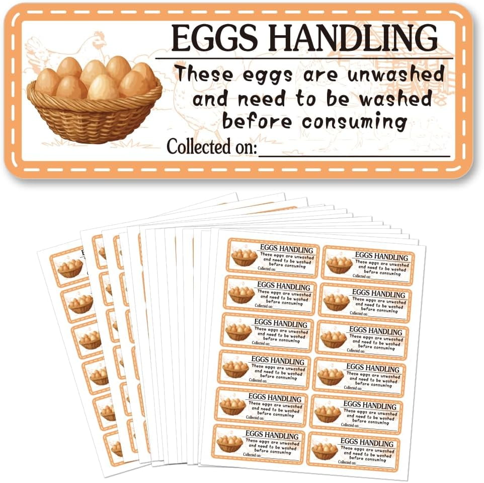 180 Pcs Eggs Handling Stickers Collected Date Writable 1x2.6inch(2.5x6 ...