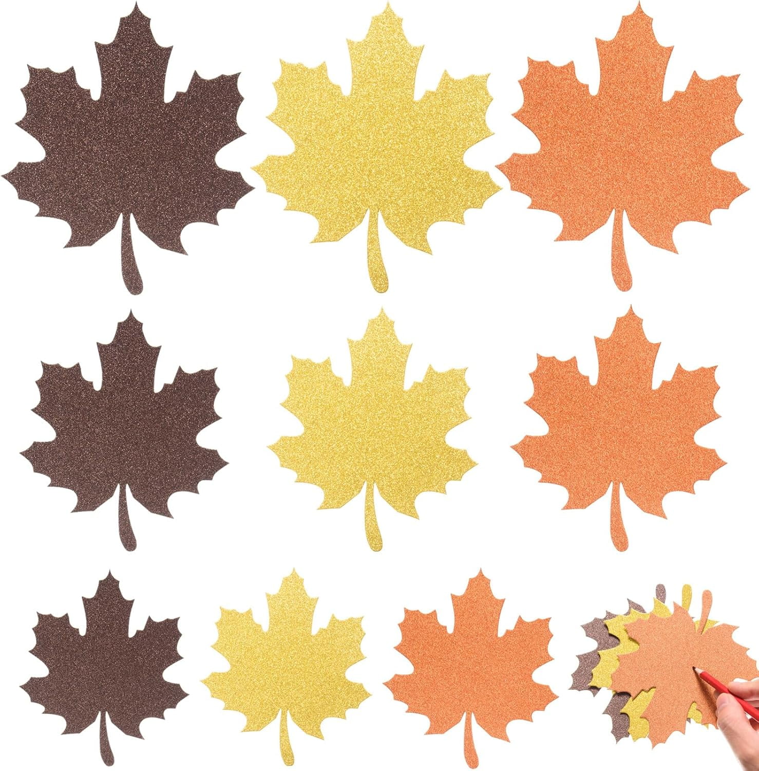 180 Pcs Fall Maple Leaf Cutouts Glitter Paper Maple Leaves Assorted ...