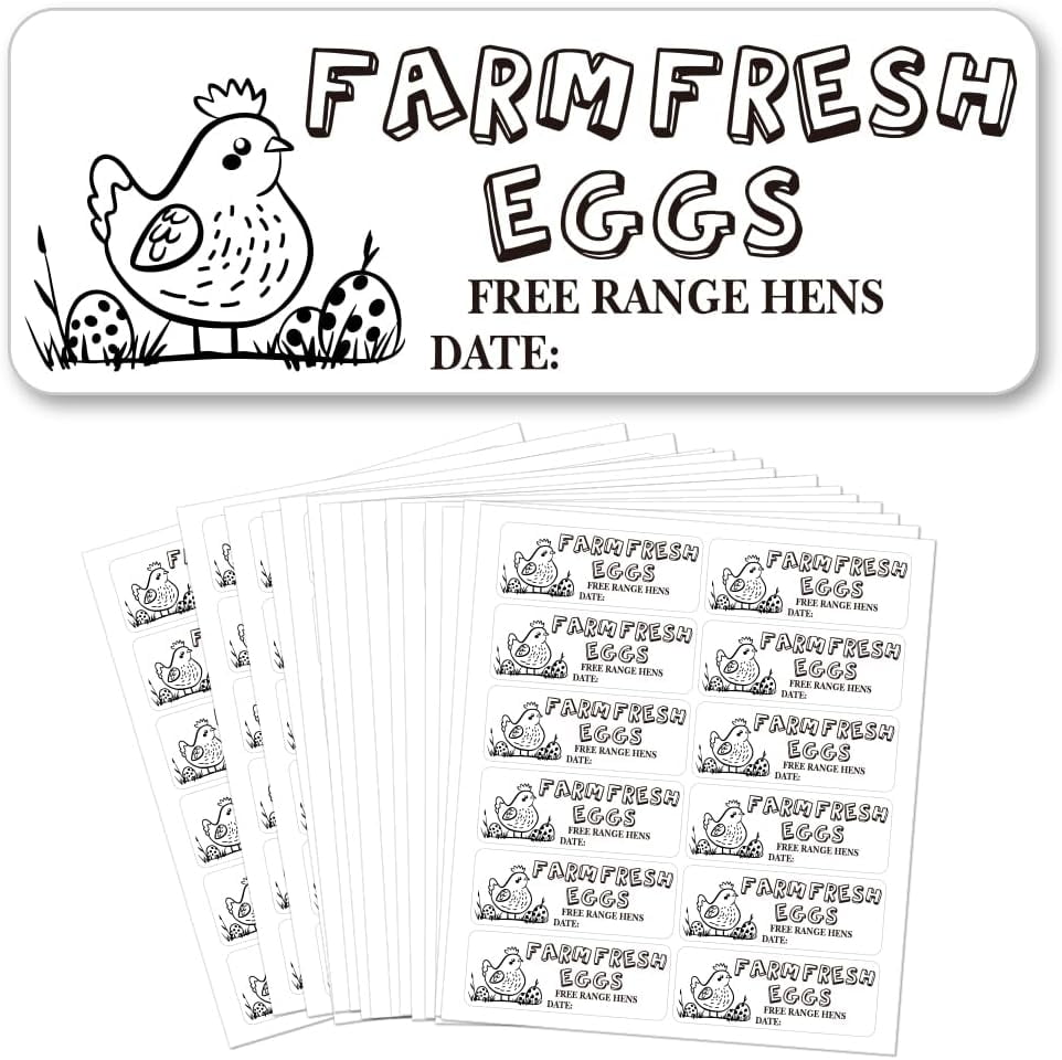 180 Pcs Farm Fresh Eggs Sticker 1x2.64 Inch Unwashed Egg Carton Label ...