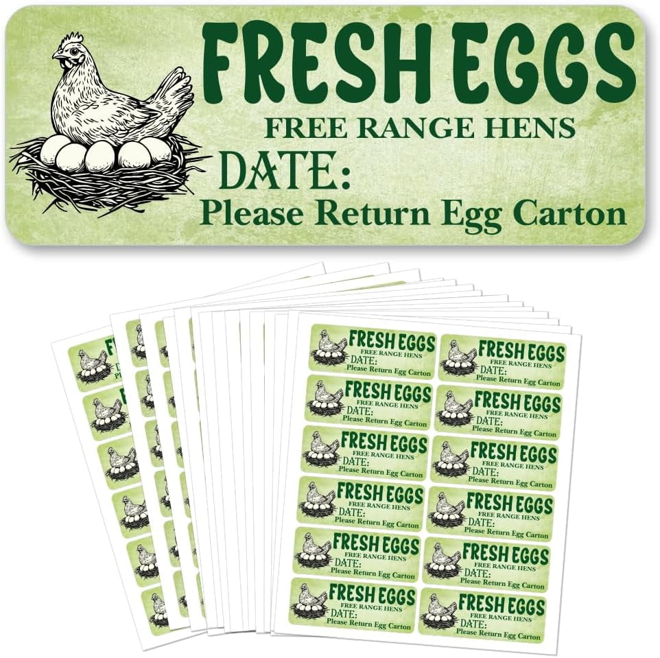 180 Pcs Farm Fresh Eggs Sticker Unwashed Egg Carton Labels PET Adhesive ...