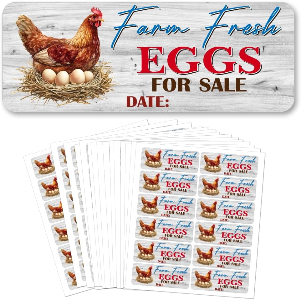 180 Pcs Farm Fresh Eggs Sticker Unwashed Egg Carton Labels PET Adhesive ...