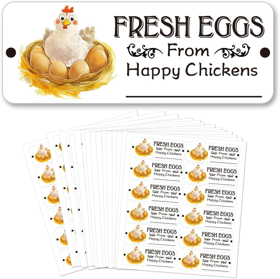 180 Pcs Fresh Eggs Stickers 1x2.6inch(2.5x6.7cm) Egg Carton Stickers ...