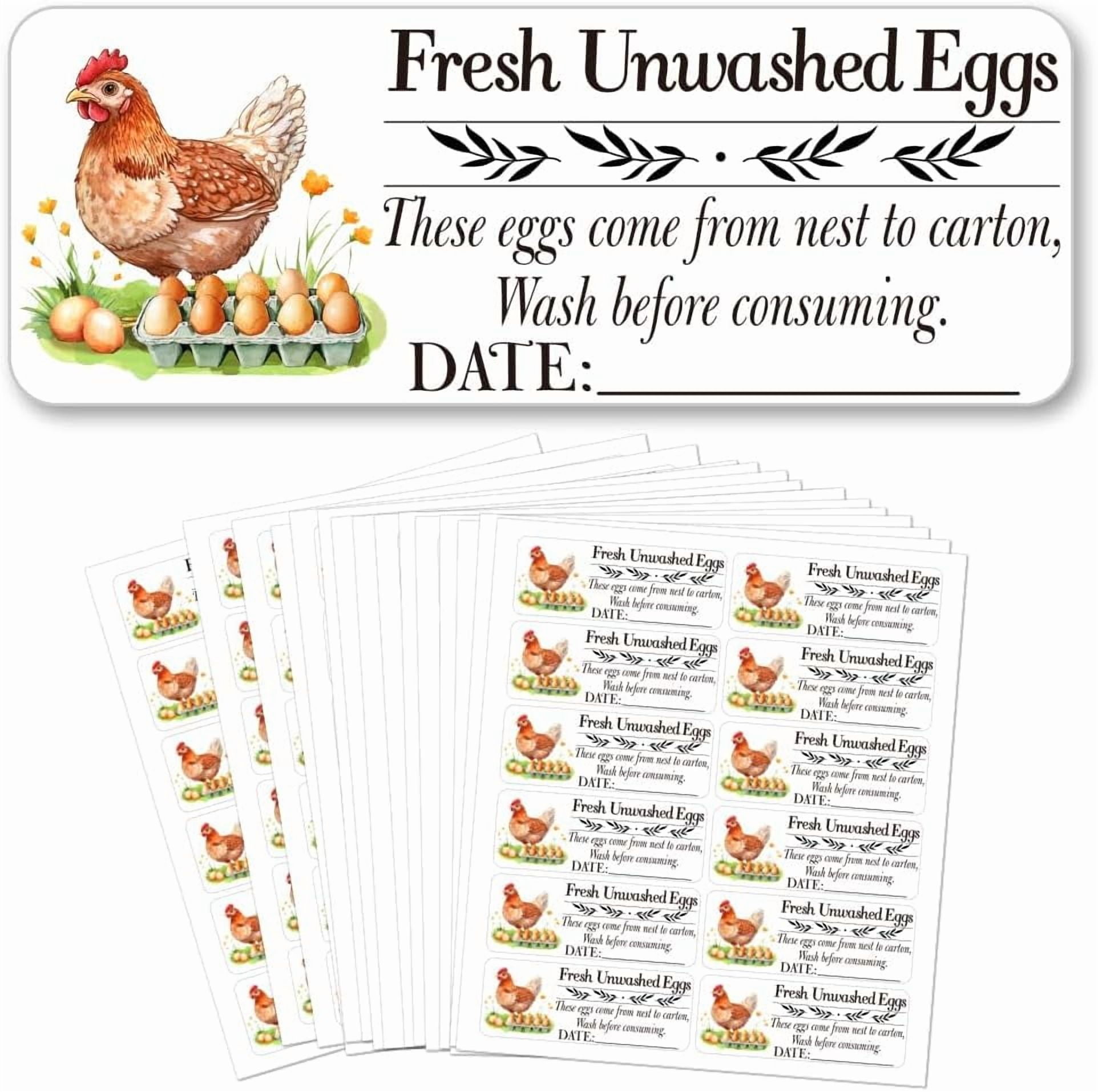 180 Pcs Fresh Unwashed Eggs Stickers Collected Date Writable 1x2.6inch ...