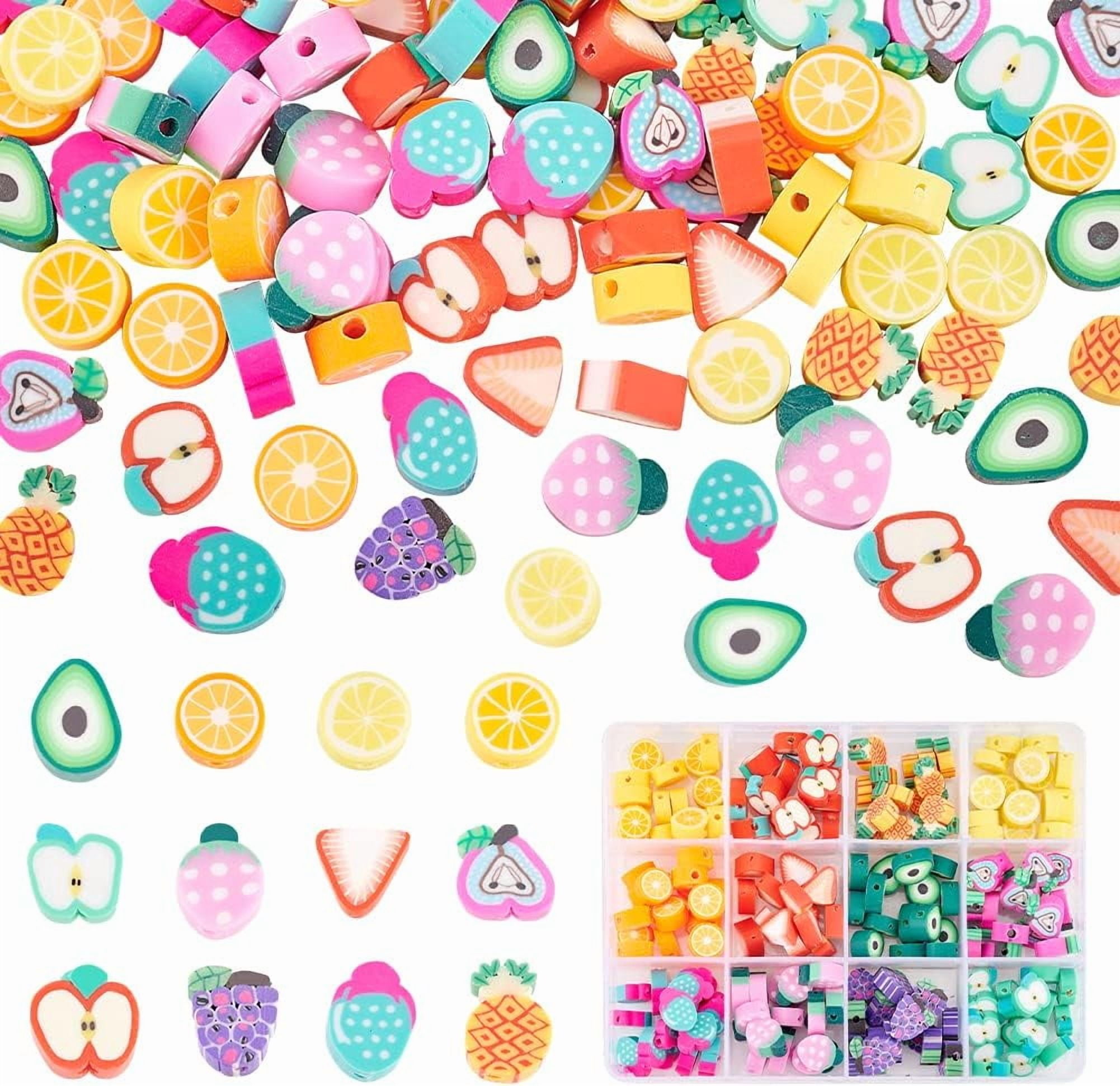 180 Pcs Fruit and Plant Theme Handmade Polymer Clay Beads Mixed Color ...