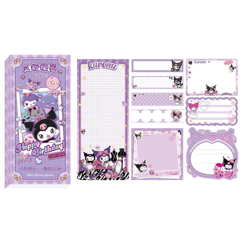 180 Pcs Kawaii Sanrio Kuromi Sticky Notes Cinnamoroll Melody Pochacco ...